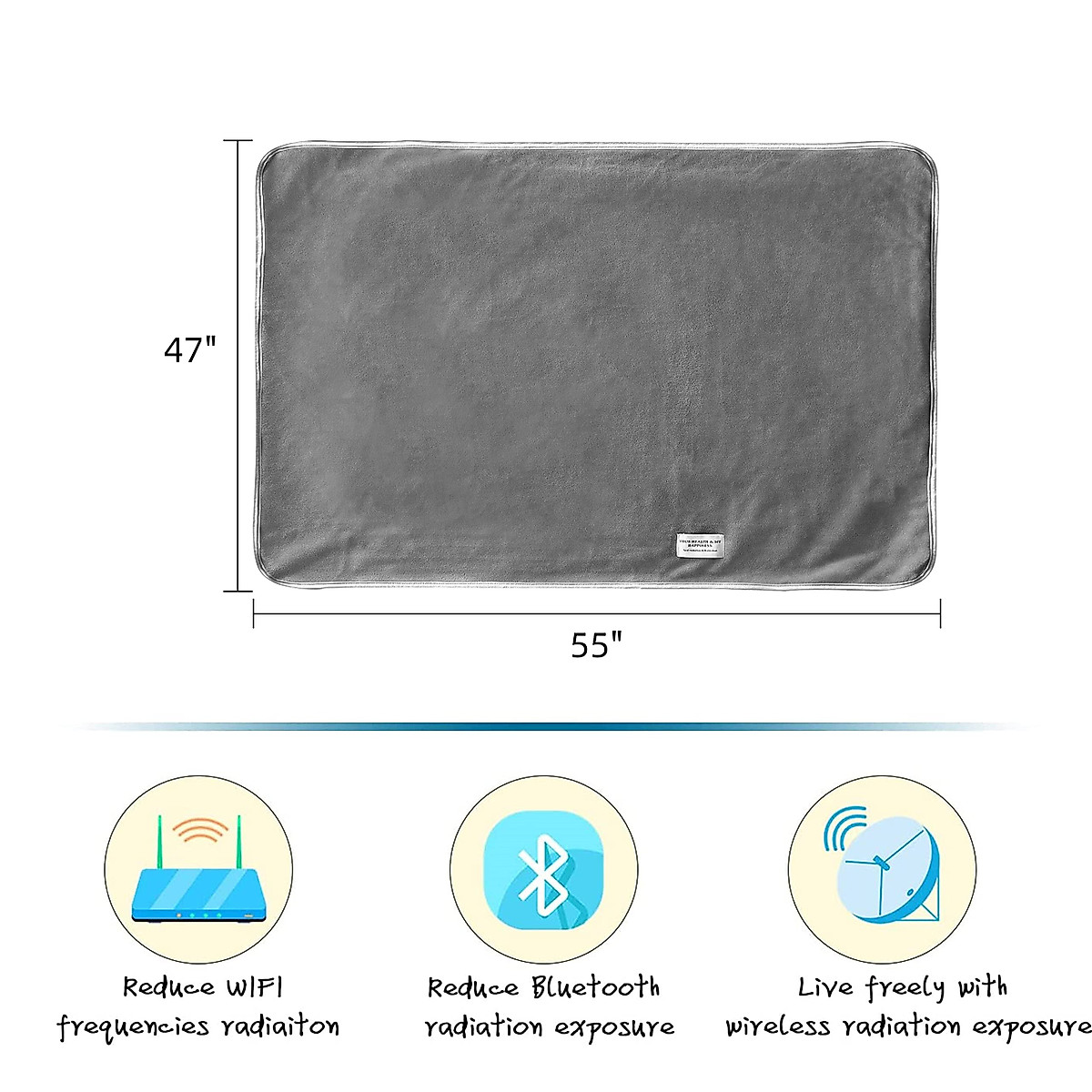 NIULAFR Faraday Blanket, 47x55in Blanket for Beds Protection, Blanket for Pregnant and New Born Baby Two Sides Blanket