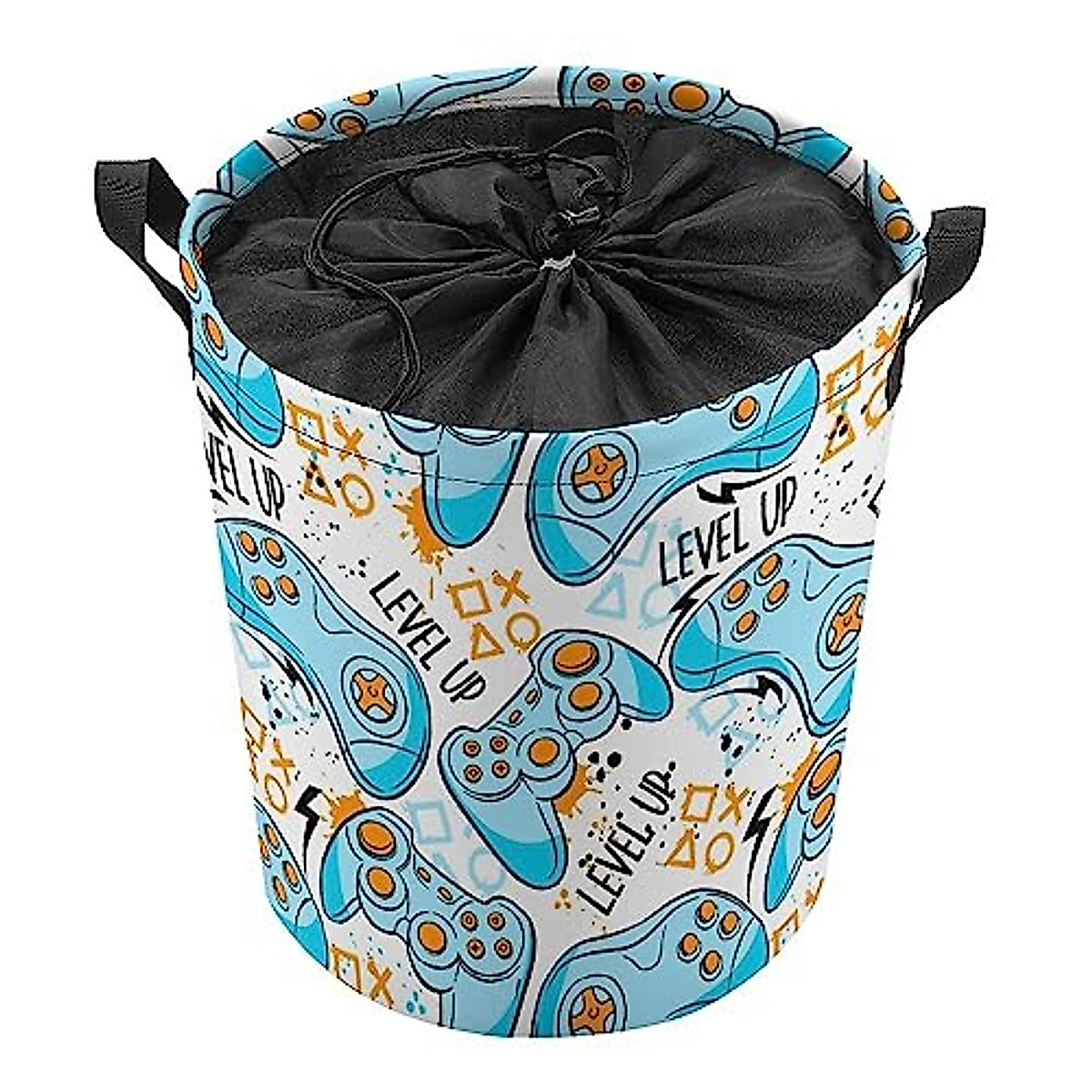 LynaRei Laundry Hamper Blue Joystick Gamepad Dirty Clothes Storage Basket Video Game Player Collapsible Waterproof Toy Organizer for Boys And Girls Bedrooms, Bathroom