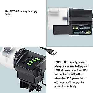 DXOPHIEX Automatic Fish Feeder Food Dispenser Vacation Fish Feeder Powered by Battery and USB for Fish Tank Aquarium and Turtle Tank with Feeding Ring