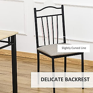 HOMCOM 5 Piece Dining Room Table Set with 4 Metal Frame Chairs for Kitchen, Dinette, Breakfast Nook, Grey