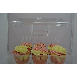 pack of 30 half dozen cupcake containers 6 compartment Clear Cupcake Muffin Containers 4" High for topping Strong Quality 6 cupcake containers plastic disposable 6 cupcake boxes 6 cupcake holder