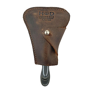 Hide & Drink, Razor Cover, Protective Case, Barber Essentials, Handmade from Full Grain Leather (Bourbon Brown)