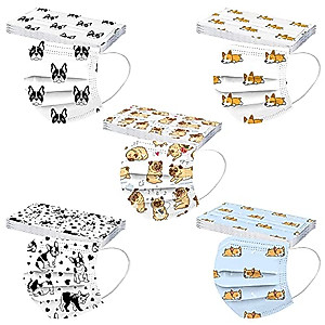 50PCS Colorful Cat Paws Disposable Printed Face_Masks for Adult,3-Ply Protective,Cute Animal Cat Dog Pet Footprint (Large, Dog Paw #1)