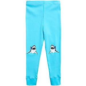 ONLY BOYS BabyToddler Pajama Set - 8 Piece Snug Fit Shirt and Sleepwear Joggers (Size 2T-4T), Size 2T, Red TrainsBlue Shark