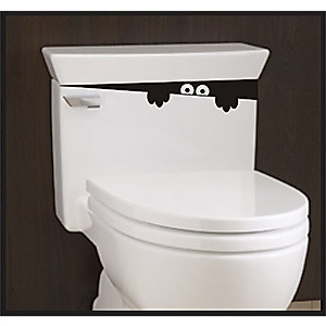 (2) Sticker Connection | Toilet Monster Bathroom Decal | Sticker Funny Kids Vinyl Decal Potty Training Halloween | 2"x12" (Black)