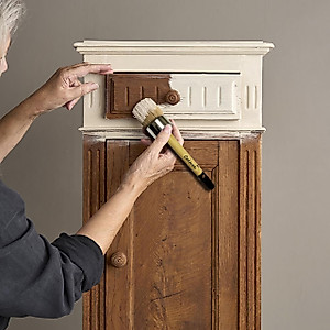 Coltree Chalk Paint Brushes for Furniture, 2 Pcs Boar Hair Bristles Round/Flat Paint Brushes Set, Wax Paint Brushes, Suitable for Chalk Paint and Wax