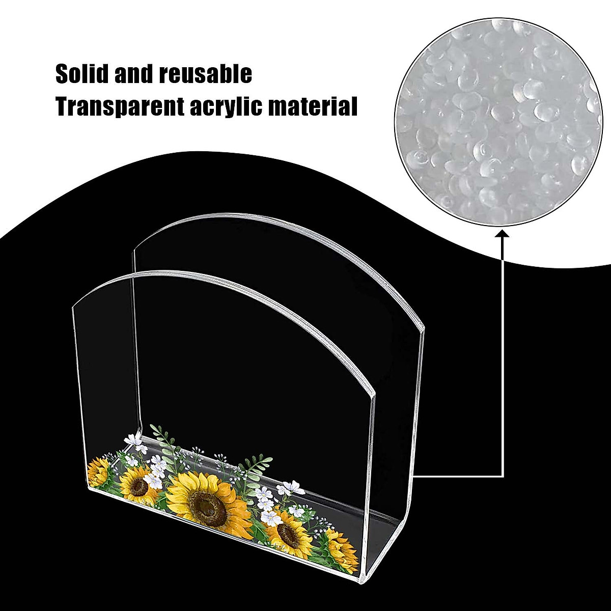 Acrylic Napkin Holder, Clear Napkin Holders for Tables Kitchen Restaurant Home Decor, Bar Accessories，Sunflower