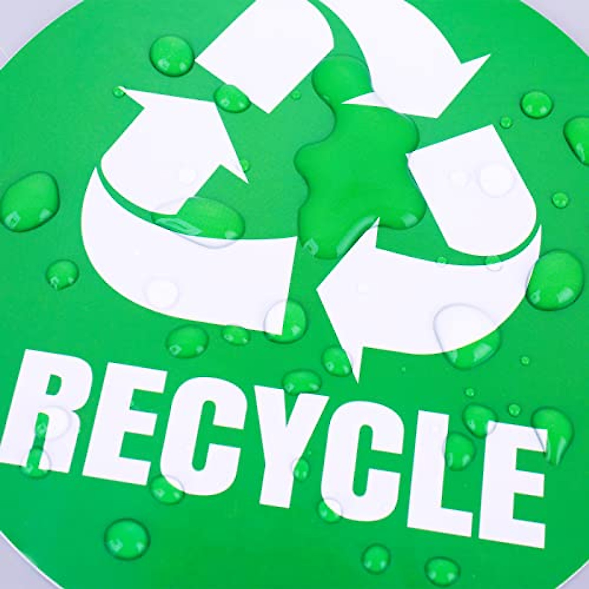 Grevosea 6 Pieces Recycle and Trash Logo Stickers, Recycle Sticker for Trash Can Organize Trash Waterproof Garbage Sorting Stickers for Indoor & Outdoor Home Kitchen Office Greeen & Black 5 Inches