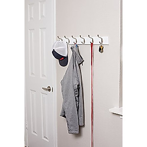 BIRDROCK HOME Hook Coat and Hat Rack - 2 Pack - 6 Hooks - 27 Inches - Wall Mount - Decorative Home Storage - Entryway Foyer Hallway Bathroom Bedroom Rail - Satin Nickel Hooks - White Pine Bathroom