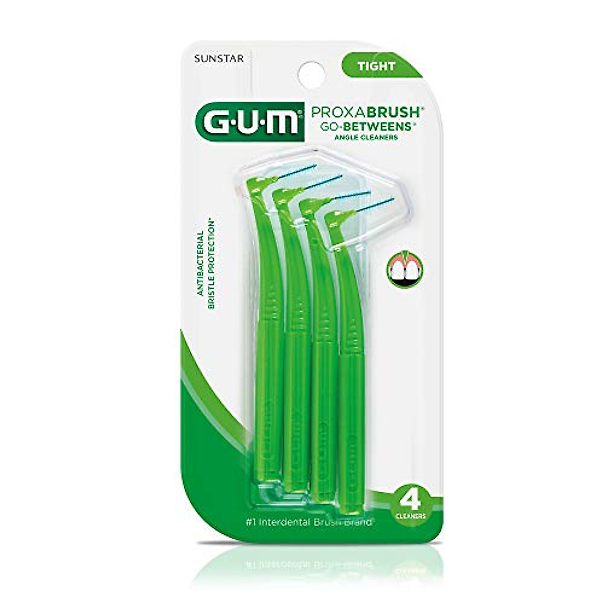GUM Proxabrush Go-Betweens - Angled- Interdental Brushes - Soft Bristled Dental Picks for Plaque Removal Health - Safe for Braces & Dental Devices, 4ct (6pk)