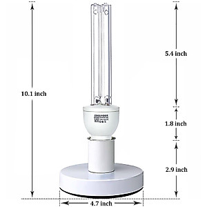 25 Watts UVC Lamp Ozone Free UVC Light Bulb with Base and 3-Gear Timer 253.7nm Wavelength UV Light for Bedroom/Closet/Kitchen/Bathroom E26 110V CTUV-25