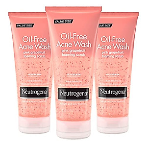 Neutrogena Oil Free Pink Grapefruit Acne Treatment Face Wash with Vitamin C, 2% Salicylic Acid, Gentle Foaming Facial Scrub to Treat & Prevent Breakouts, 6.7 Fl Oz, Pack of 3