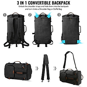 G-FAVOR 40L Travel Backpack, Vintage Canvas Rucksack Convertible Duffel Bag Carry On Backpack Fit for 17.3 Inch Laptop Bag