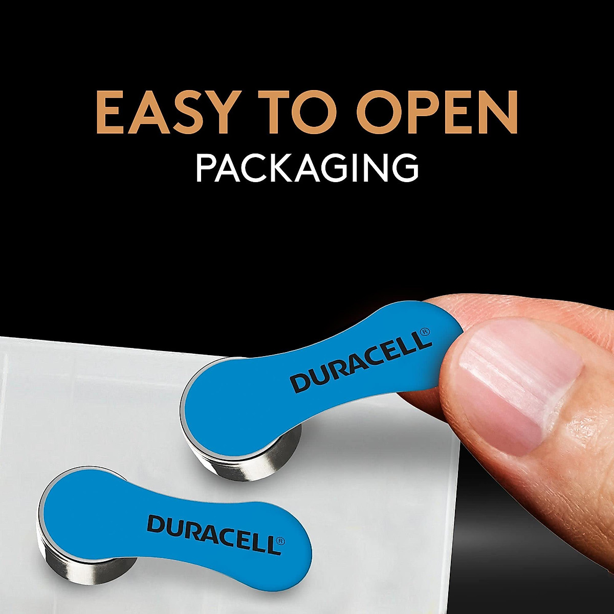 Duracell Hearing Aid Batteries Blue Size 675, 6 Count Pack, 675A Size Hearing Aid Battery With Long-lasting Power, Extra-Long EasyTab Install For Hearing Aid Devices