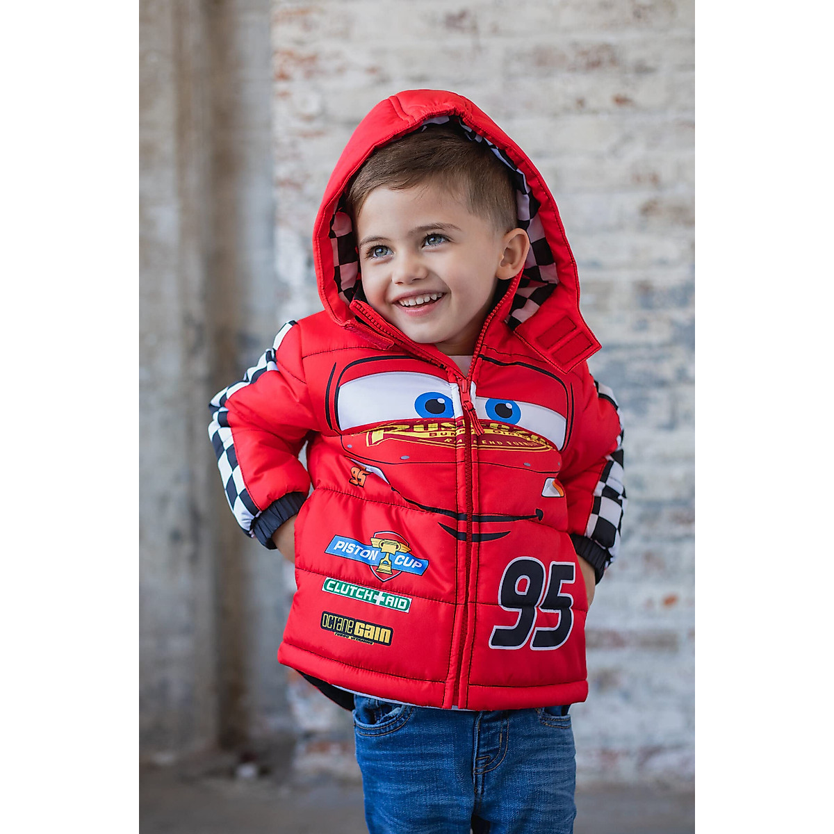 Disney Pixar Cars Lightning McQueen Toddler Boys Winter Coat Puffer Jacket Red 4T