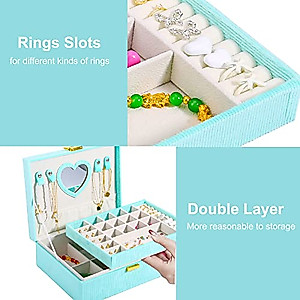 ProttyLife Jewelry Box Organizer for Women Jewelry Box for Girls Jewelry Box Ideal Gift 2-Layer Jewelry Organizer Box Large Jewelry Storage Boxes Earrings Box Case for Necklace Bracelets Storage