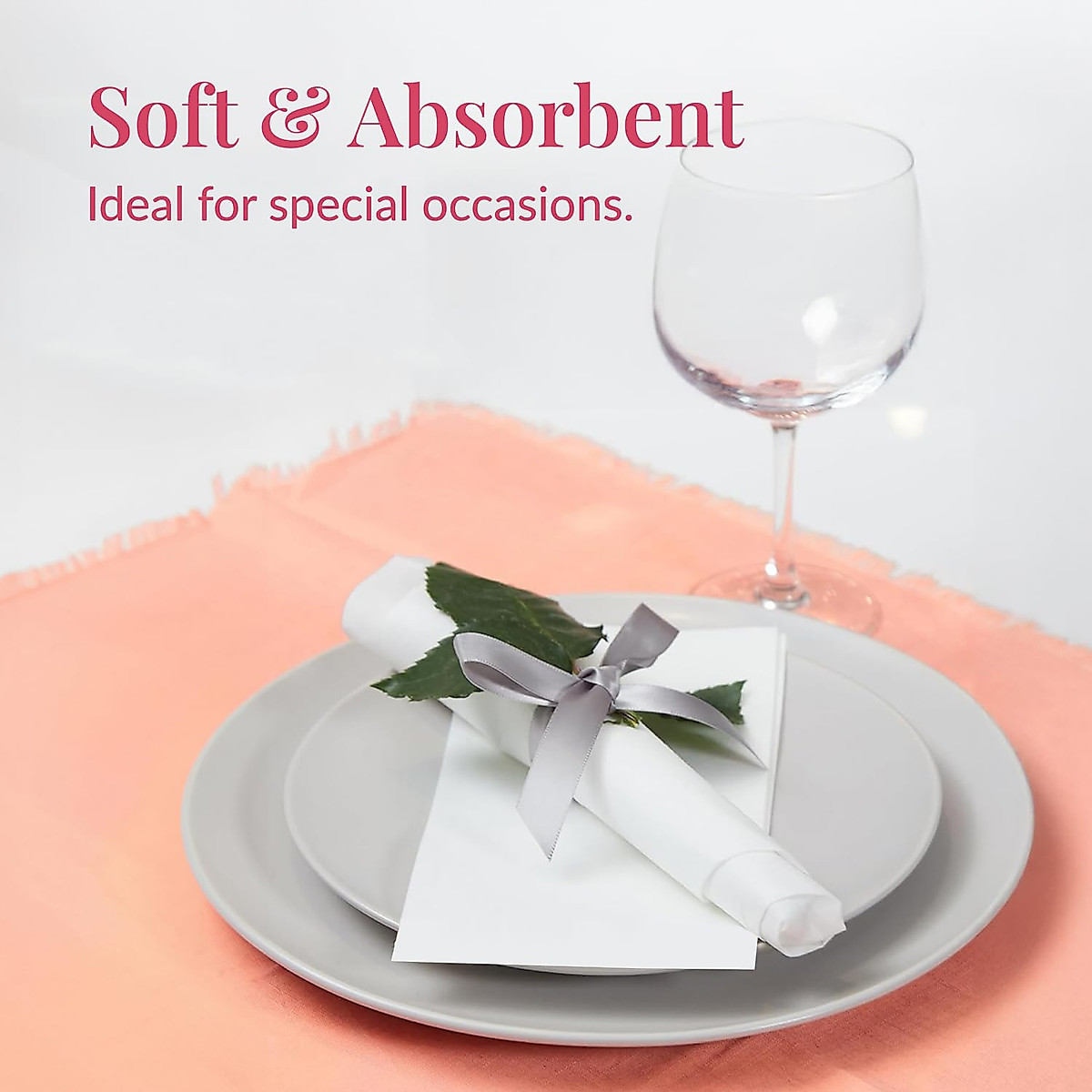 50 Linen Feel Disposable Bathroom Napkins - White | Disposable Guest Towels | Wedding Napkins | Paper Napkins | Disposable Paper Hand Towels for Guest Bathroom, Parties, Weddings, Dinners Or Events