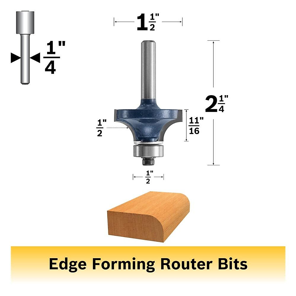 BOSCH 85297M 1/2 In. x 11/16 In. Carbide Tipped Roundover Bit