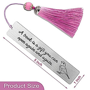 YUWANTR A Book is a Gift You Can Open Again and Again Funny Metal Bookmark Book Lover Gifts for Woman Man Teens Students Friends Bookworm Readers Teacher's Inspirational Graduation Gifts