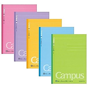 Kokuyo Campus Notebooks Semi-B5 Pre-Dotted, 6 mm Ruled, 30 Sheets - 60 Pages, Vitamin Colors (1 set / vitamin color)