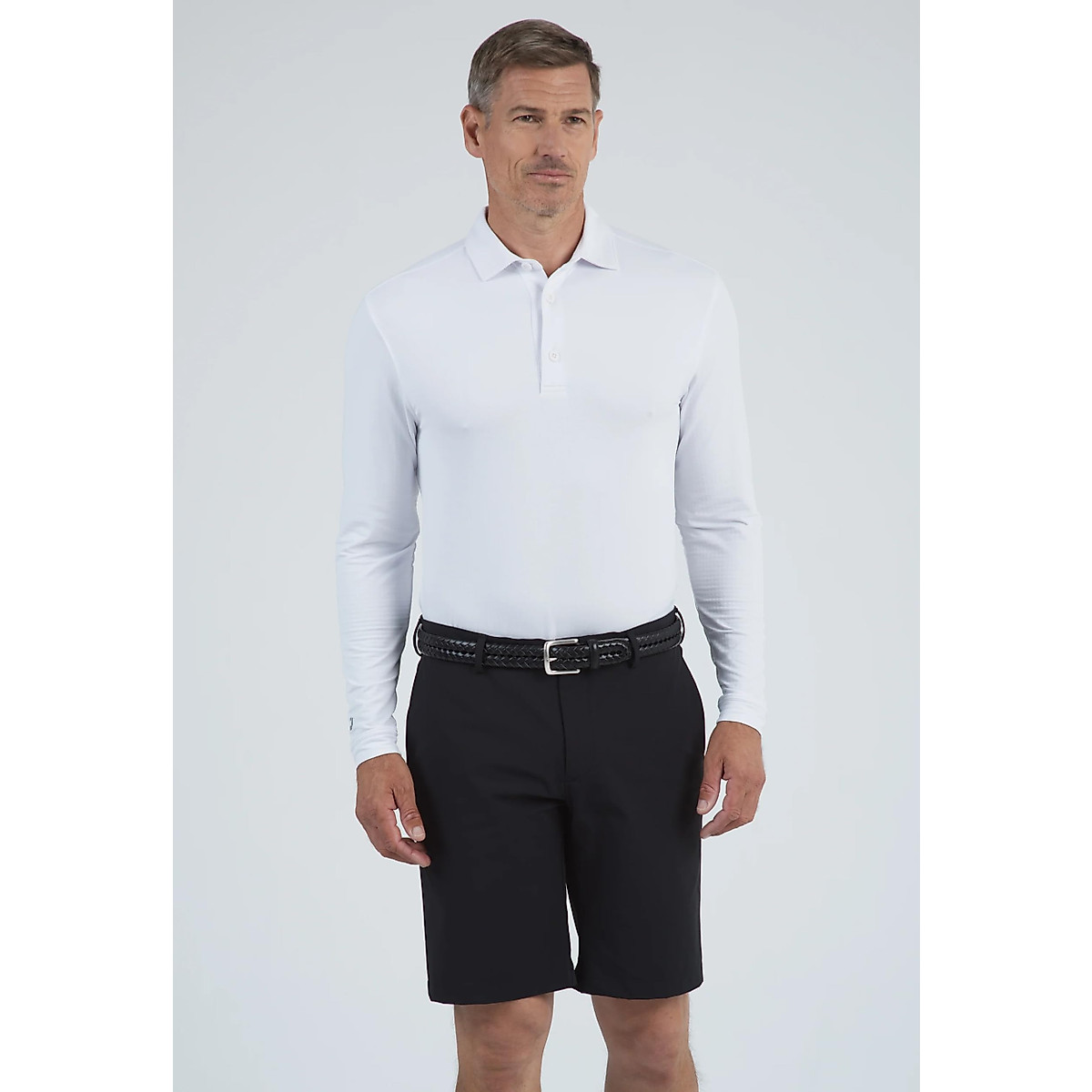 IBKUL Men's Athleisure Wear Sun Protective UPF 50+ Icefil Cooling Tech Long Sleeve Polo 95199 Charcoal Solid L