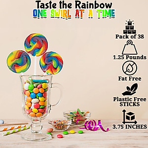 Fun Express Mini Rainbow Swirl Lollipops- Pack of 38, 1.25 Pounds