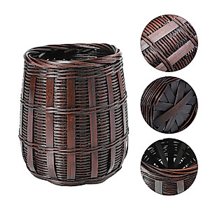 DOITOOL Wicker Pen Pot Wicker Pencil Holder Handwoven Cutlery Utensil Rattan Silverware Holder Makeup Brush Holder Desktop Organizer for Home Wicker Pen Holder