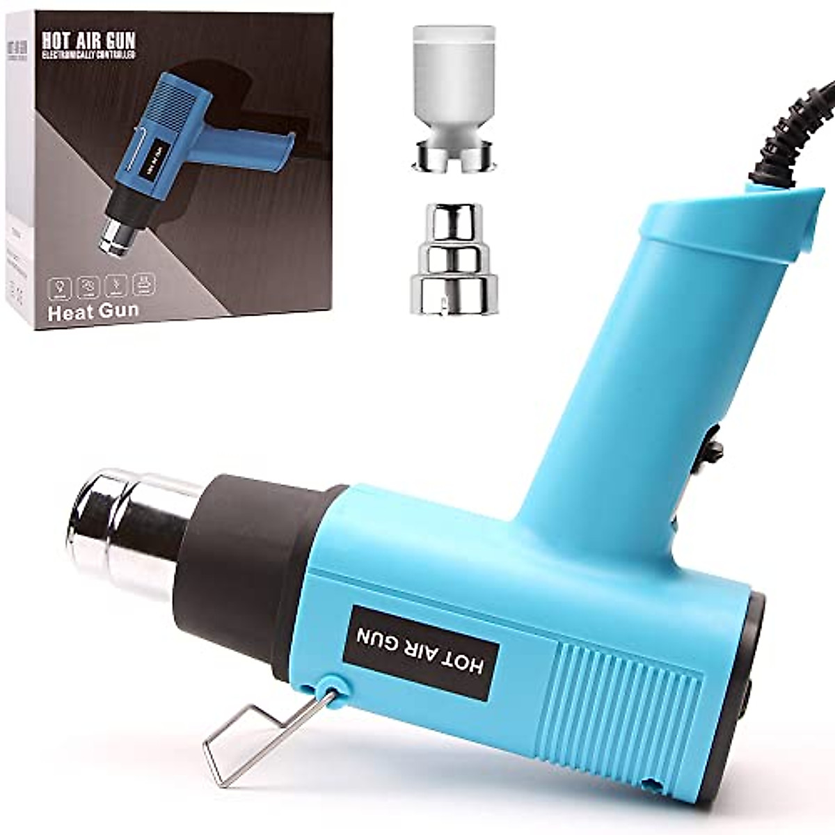 LDK Heat Gun 1200W 140℉~932℉ (60℃-500℃) Heavy Duty Hot Air Gun Kit Variable Temperature Control with 2 Temperature Settings 2 Nozzles for Crafts, Shrink Wrapping, Candle Making, Epoxy Resin