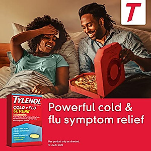Tylenol Cold + Flu Severe Medicine Caplets for Fever & Cough Relief, Red, 2 Count, Pack of 50