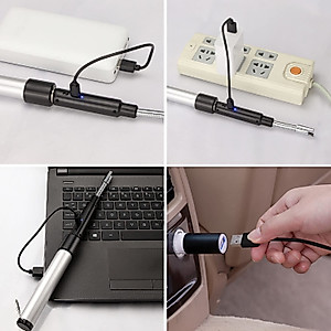 Flahonka Electric Arc Long Lighter, Retractable Cool Lighter with A Length of 11.4in-27.55in, Rechargeable Long Neck Lighter Extra Long Lighter for Candles Kitchen Fireplaces Fire Pits (Silver)