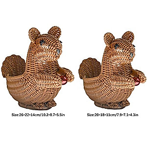 YQYAZL Handwoven Rattan Basket, Squirrel Shape Woven Wicker Baskets for Organizing Cute Small Storage Basket for Decoration,Picnic, Groceries, Toy Storage
