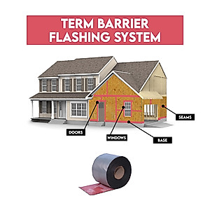 POLYGUARD Term Flashing Termite Barrier 4" x75' Roll. Non Chemical, Non Structural Insect and Moisture Barrier. Self Adhesive Sheet, Low Temperature Application Down to 30°F