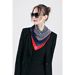 QBSM Womens 23.6 inch Satin Silk Feeling Formal Square Neck Scarf Head Hair Wraps Kerchief