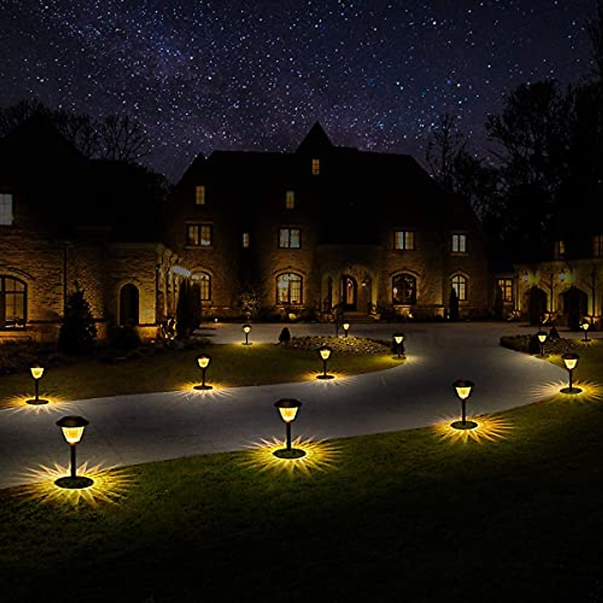 SOLPEX Solar Pathway Lights Outdoor, 6 Pack Solar Powered Garden Lights, Automatic Glass Metal Waterproof Solar Landscape Lights for Landscape, Lawn, Pathway, Walkway and Driveway(Warm White)