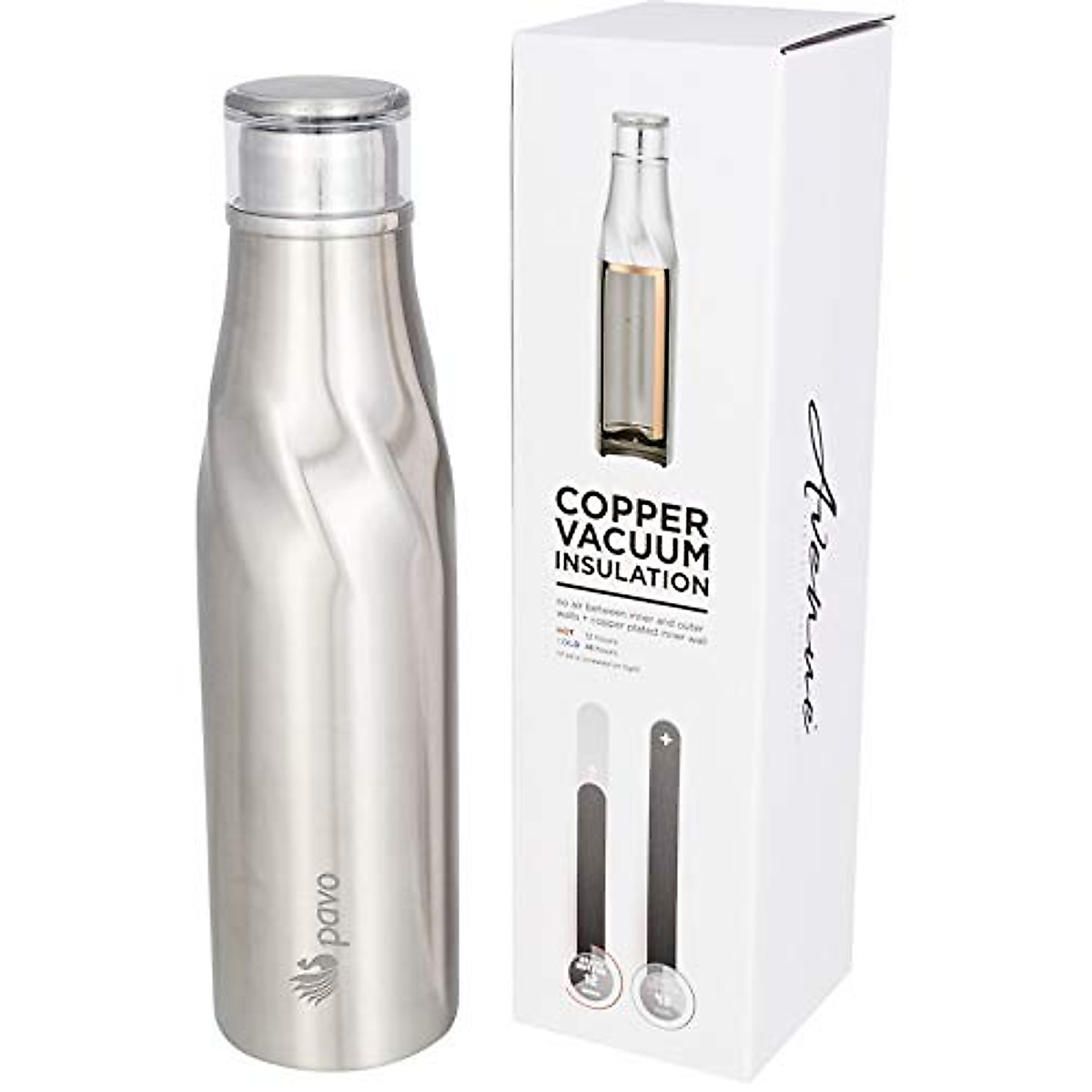 Avenue Hugo Auto Seal Copper Vacuum Insulated Bottle (One Size) (Silver)