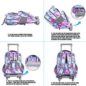 seastig Rolling Backpack for Kids Wheeled Backpack 18in Double Handle Backpack with Wheels