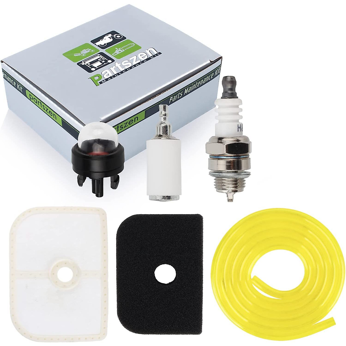 partszen 576401601 Air Filter for Husqvarna 525RJD 525RS 525L 525LS 525LST Poulan Pro RedMax Sears AYP Craftsman Jonsered McCulloch with Fuel Line Filter Spark Plug Primer Bulb