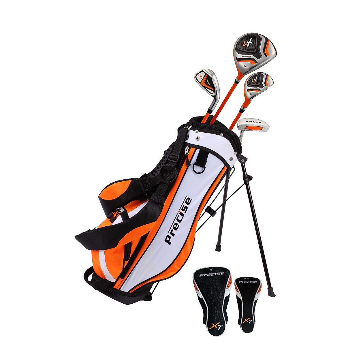 Precise Distinctive Left Handed Junior Golf Club Set for Age 3 to 5 (Height 3' to 3'8""), Set Includes: Driver (15""), Hybrid Wood (22, 7 Iron, Putter, Bonus Stand Bag & 2 Headcovers
