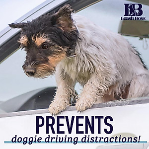 Leash Boss Dog Car Seat Belt Restraint - No-Chew Heavy Duty Car Seatbelt for Pets - 5 Sizes - Coated Steel Rope to Prevent Chewing (21 in) - Dog Seat Belt Tether - Dog Seatbelt for Car