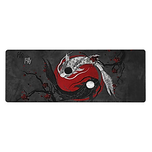 Browrrsson Japanese Art Mouusepad Japanese Art Koi Fish Gaming Mouse Pad Extended Stitched Edges Mousepad,Large Mouse Mat Desk Pad Personalized The Office Mouse Pad 31.5 X 11.8 Inch
