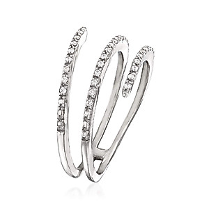 Ross-Simons RS Pure 0.10 ct. t.w. Diamond Bypass Ring in Sterling Silver. Size 9