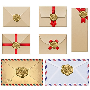50 PCS Wax Seal Stickers Envelope Seal Stickers Wedding Envelope Seals Self Adhesive Gold Stickers Set for Invitations Cards Party Favors/Birthday Party Supplies