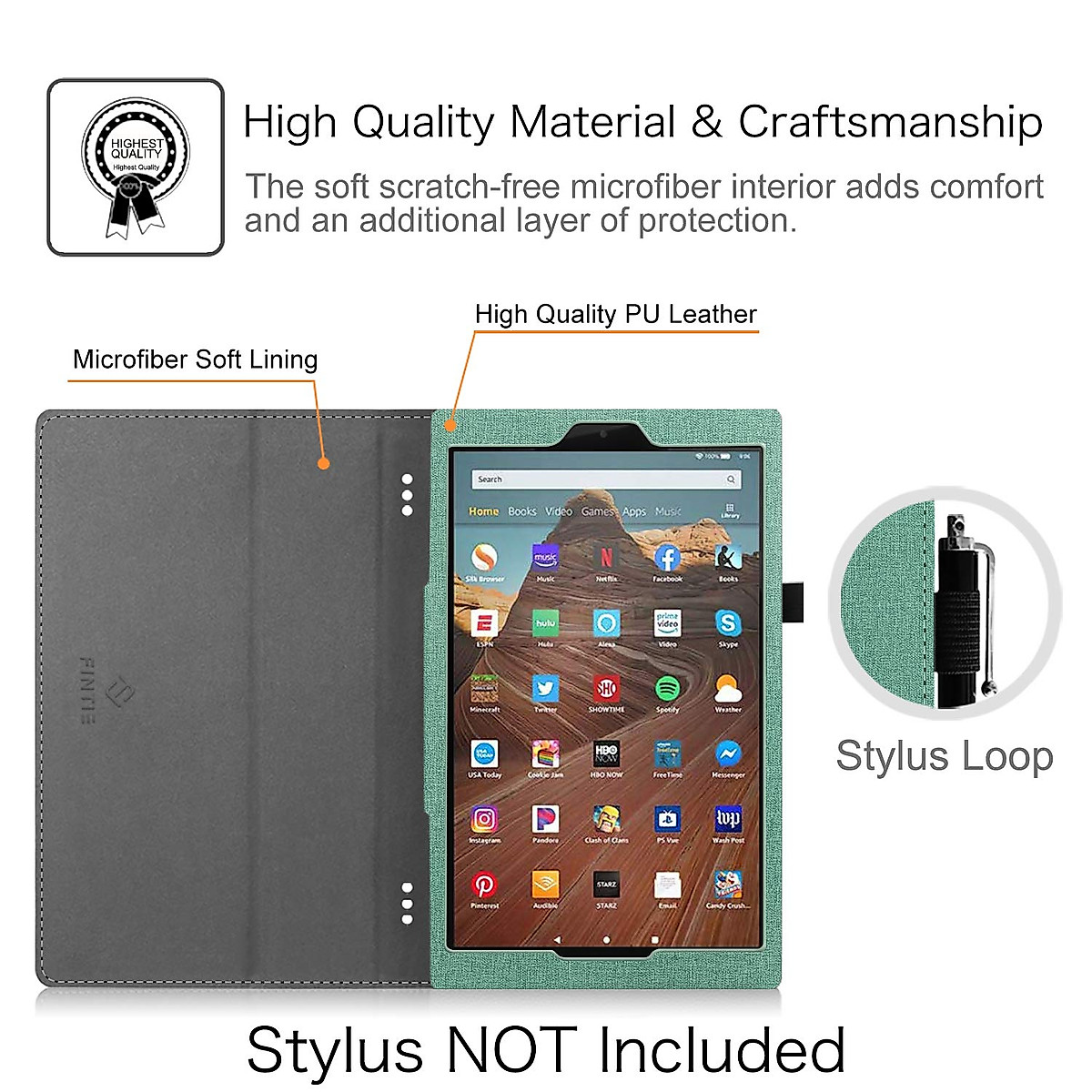 Fintie Folio Case for Amazon Fire HD 10 Tablet (Compatible with 7th and 9th Generations, 2017 and 2019 Releases) - Premium PU Leather Slim Fit Stand Cover with Auto Wake/Sleep, Sage