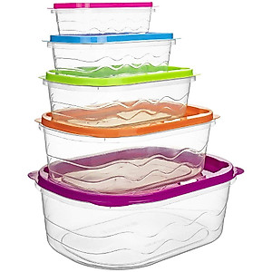 Modern Style Nesting Food Storage Containers Set of 5 All New Look High Grade Plastic Durable Unique and Fun Lunch Box Nest