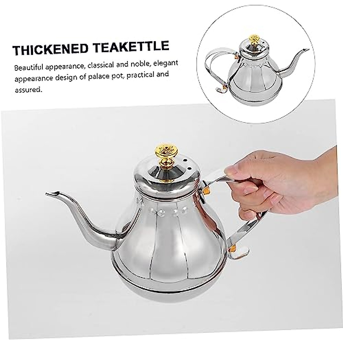 Stainless Steel Teapot Whistling Tea Kettle Stainless Steel Portable Water Kettle Expresso Coffee Goose Neck Stovetop Kettle Coffee Maker Tea Pot Heating Teakettle For Gas Stove Spout