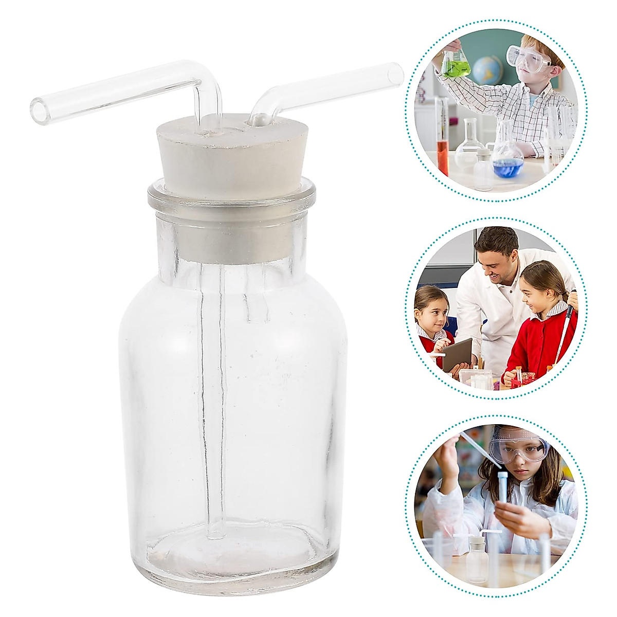 iplusmile 1pc Chemical Experiment Gas- washing Bottle Labs Glassware Gas Wash Bottles