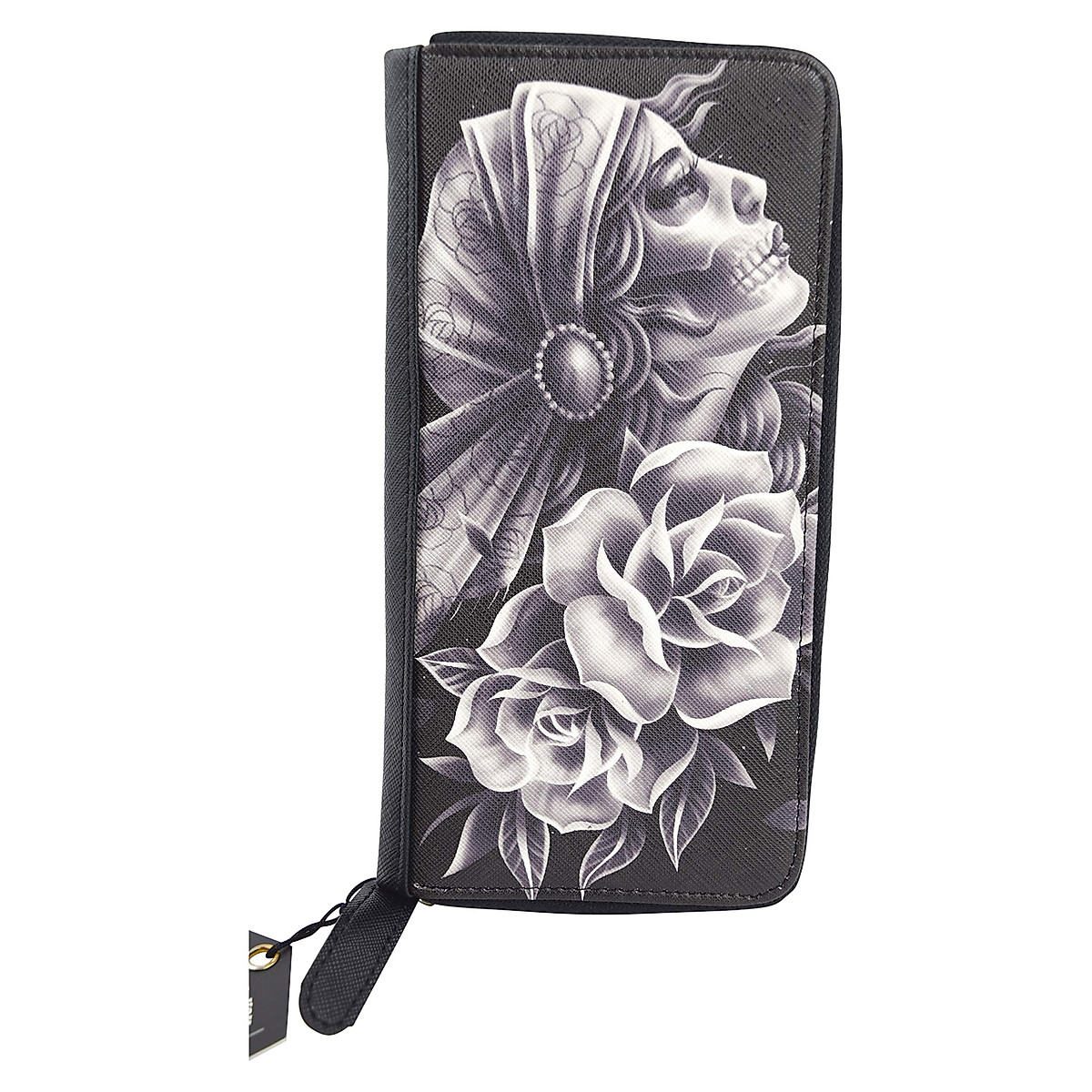 Liquor brand Gypsy Fortune Sugar Skull zip around clutch Wallet