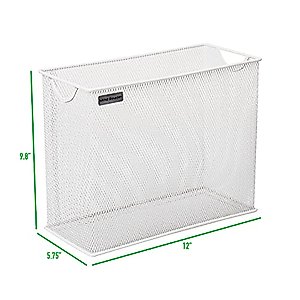 Mind Reader FILEBASK-WHT Metal Mesh Storage Letters, Documents, Folders, Office Organization, White File Basket