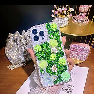 redecarie for Galaxy S9 Plus Diamond Bling Case,Crystal Rhinestone Floral Women Girls Cute 3D Glitter Shiny Sparkle Protective Phone Case for Samsung Galaxy S9 Plus