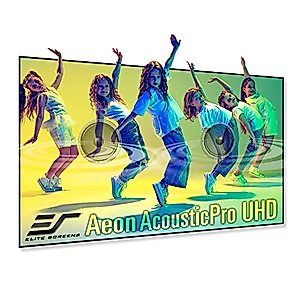 Elite Screens Aeon AcousticPro UHD 180-INCH Diag. 16:9, 4K Home Theater Fixed Frame Edge Free Projection Sound Transparent Perforated Weave Projection Screen, AR180H2-AUHD